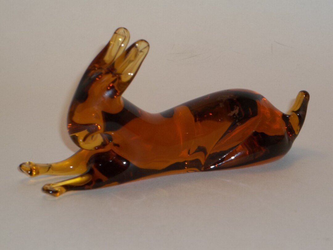 Handblown Pilgrim Glass Rabbit With Cognac Coloration 23C14 - Etsy