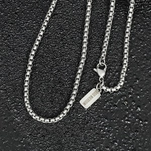 Men's Chain - Matte Silver Box Chain Necklace - Men's Necklace ...