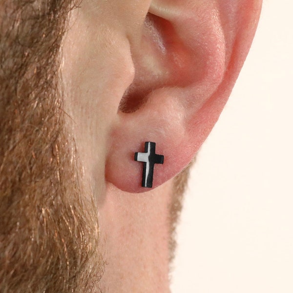 Cross Earring for Men - Etsy