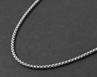 Men's Black Chain Necklace 2.5mm Box Chain Necklace Waterproof Chain ...