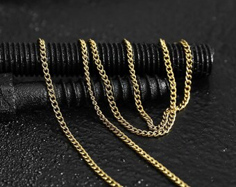 Men's Necklace Double Layered Box Chain Necklace 3mm Masculine Chain ...