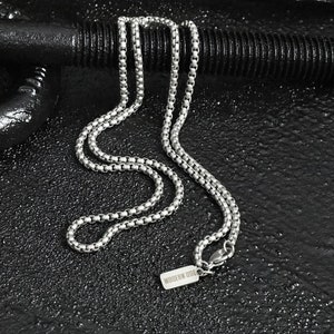 Men's Chain - Matte Silver Box Chain Necklace - Men's Necklace ...
