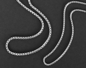Men's Black Chain Necklace 2.5mm Box Chain Necklace Waterproof Chain ...