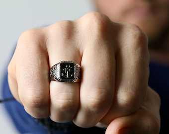 Virgin Mary Ring in Gold Men's Ring Men's Band Stainless Steel Ring Men ...