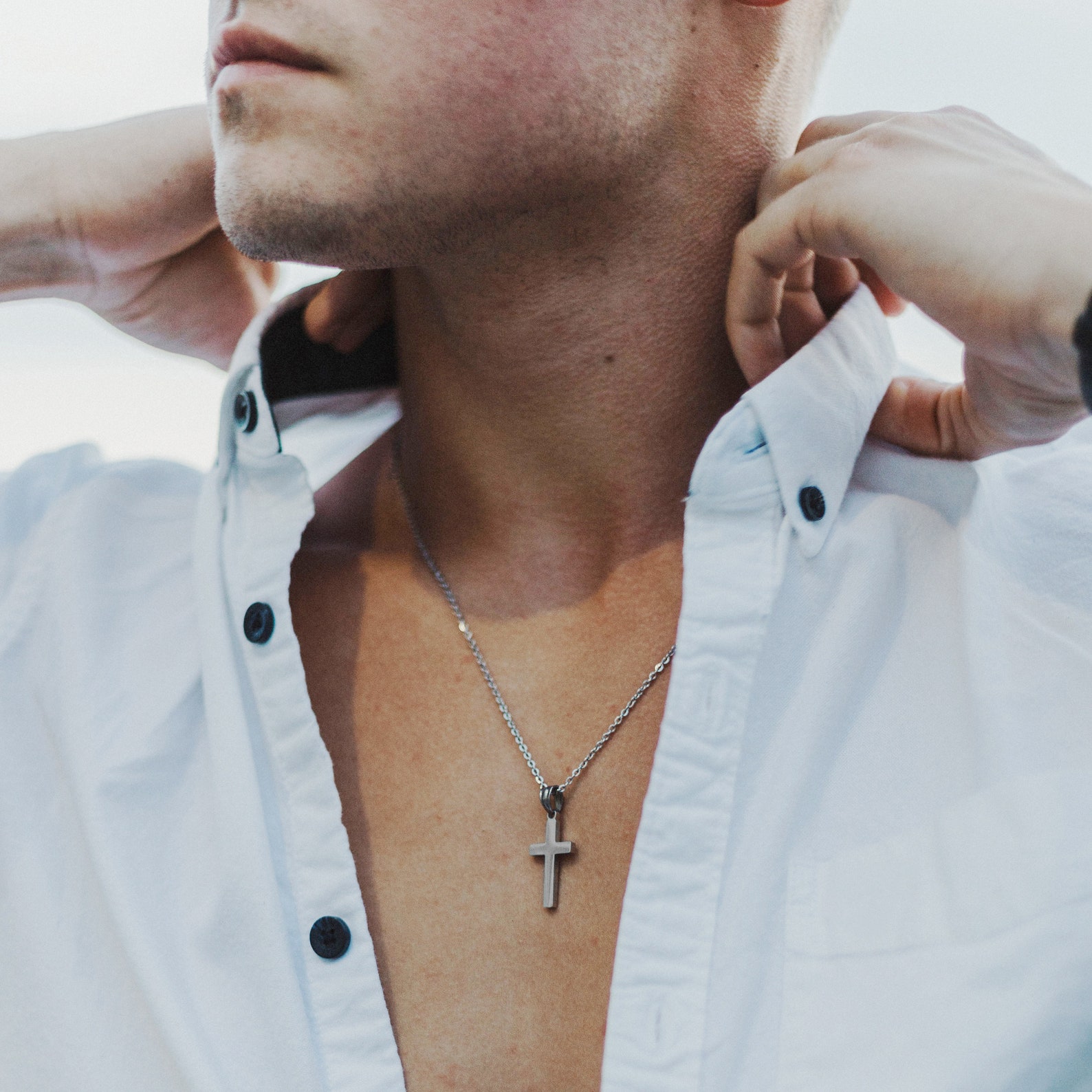 Men's Cross Necklace Modern Cross Necklace Silver - Etsy