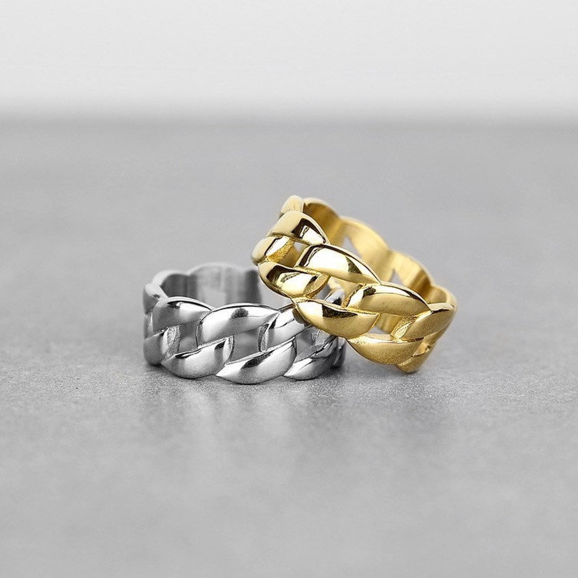 Cuban Ring in Silver - Men's Ring - Men's Band - Stainless Steel Ring ...