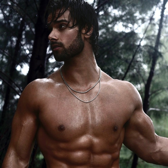 Men's Necklace Double Layered Box Chain Necklace 3mm X - Etsy