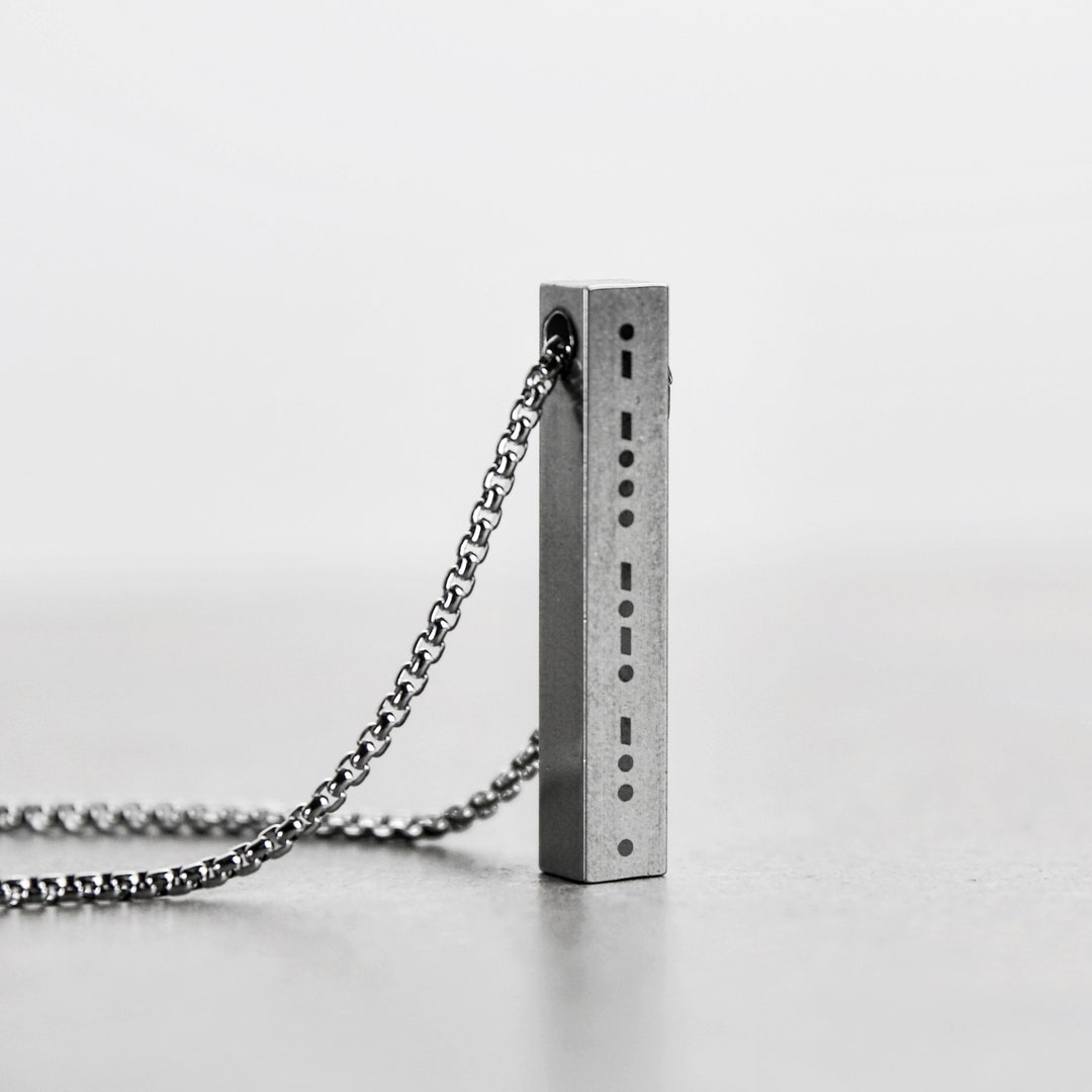 Morse Code Bar Necklace - Secret Message Necklace - Men's Necklace ...