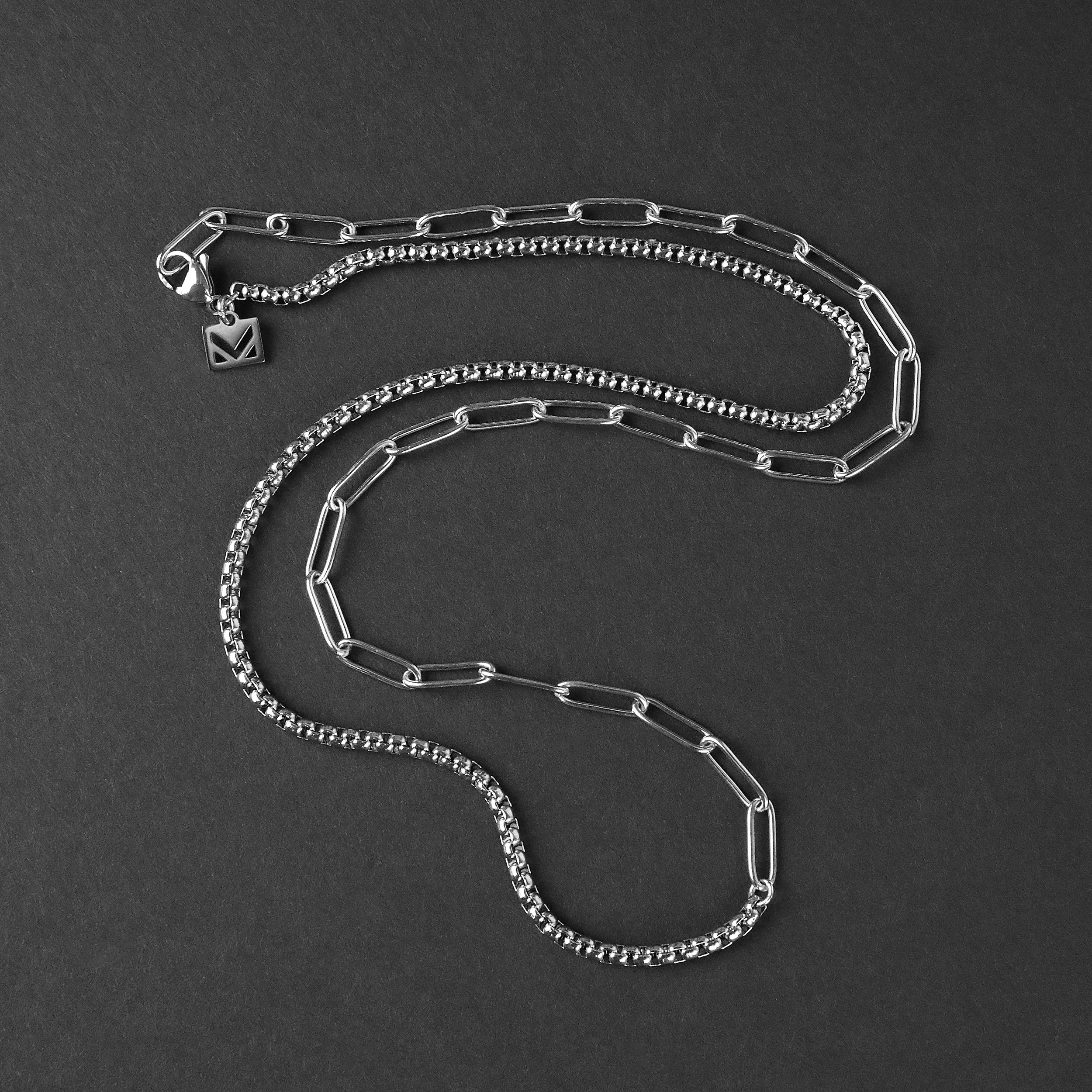 Men's Chain Necklace - Clip Box Hybrid Chain 4mm - Silver Chain ...