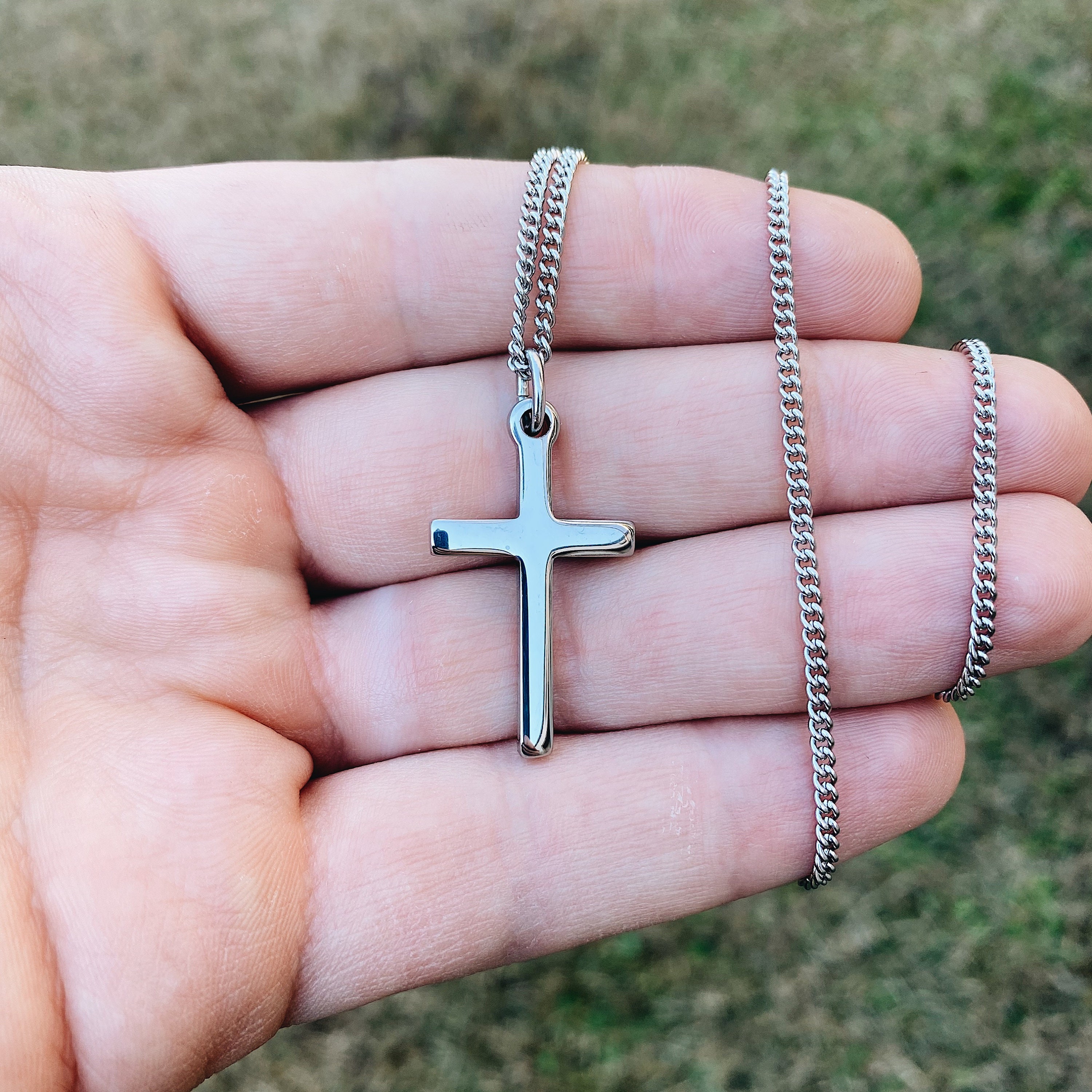 Men's Cross Necklace - Men's Necklace - Steel Cross Necklace - Pendant ...