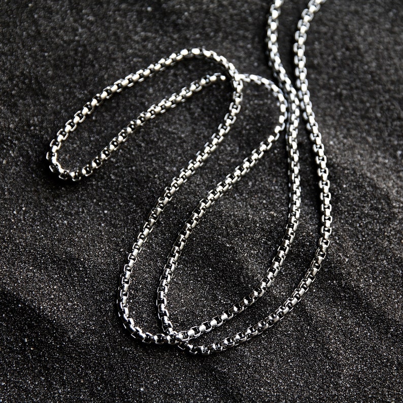 Men's Necklace - Steel Box Chain Necklace - Masculine Chain - Stainless ...