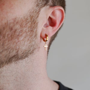 Men's Earring - Modern Cross Earring - Stainless Steel Earrings for Men ...