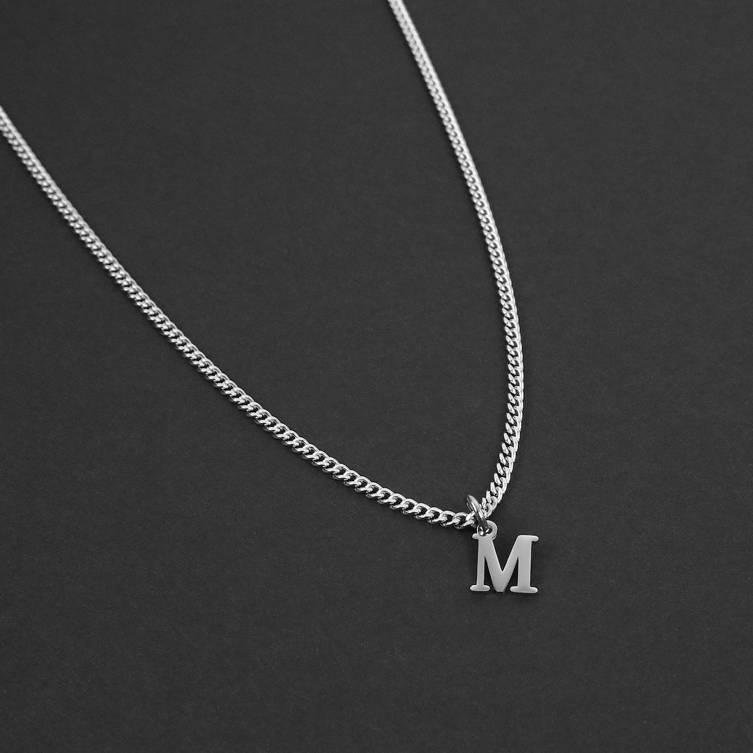 Men's Minimal Initial Necklace - Men's Letter Necklace - Waterproof ...