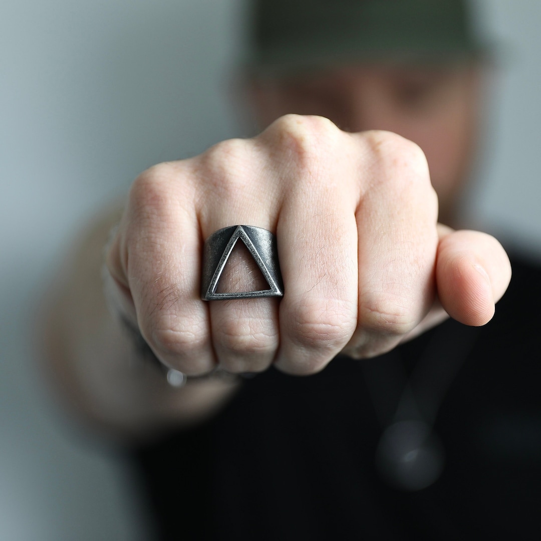 Triangle Cutout Ring in Antique Silver - Men's Ring - Men's Band ...