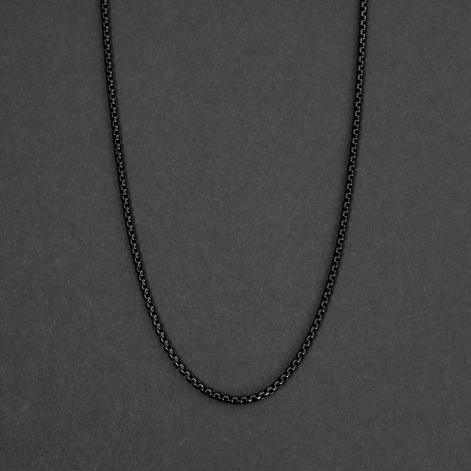 Men's Black Chain Necklace - 2.5mm Box Chain Necklace - Waterproof ...