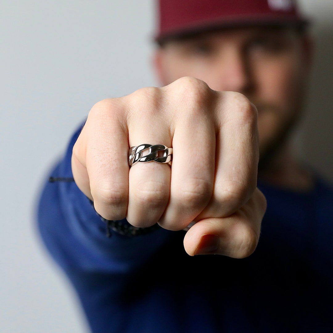 Cuban Ring in Silver - Men's Ring - Men's Band - Stainless Steel Ring ...