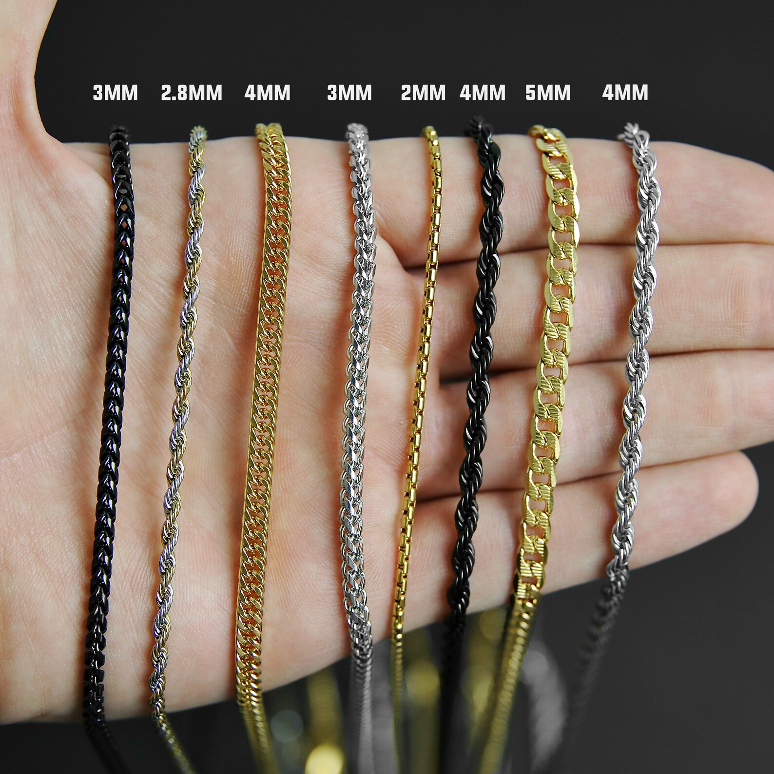 Franco Chain Men's Black Chain Necklace 3.5mm Black - Etsy