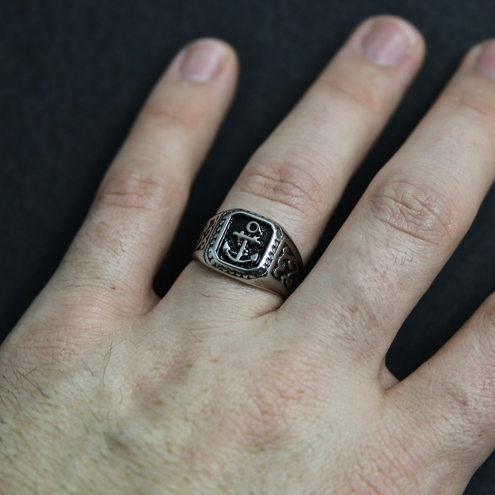 Anchor Ring in Silver - Men's Ring - Men's Band - Stainless Steel Ring ...