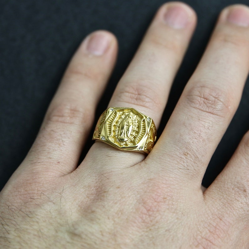 Virgin Mary Ring in Gold Men's Ring Men's Band - Etsy