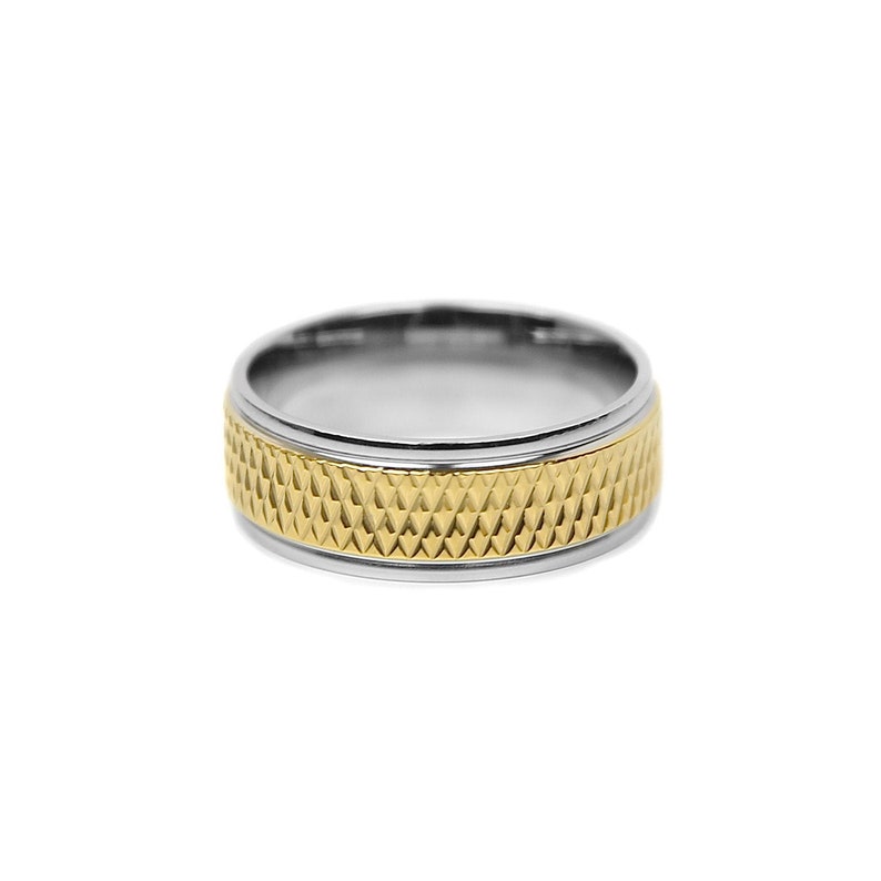 Deco Two Toned Ring Men's Ring Men's Band Gold | Etsy