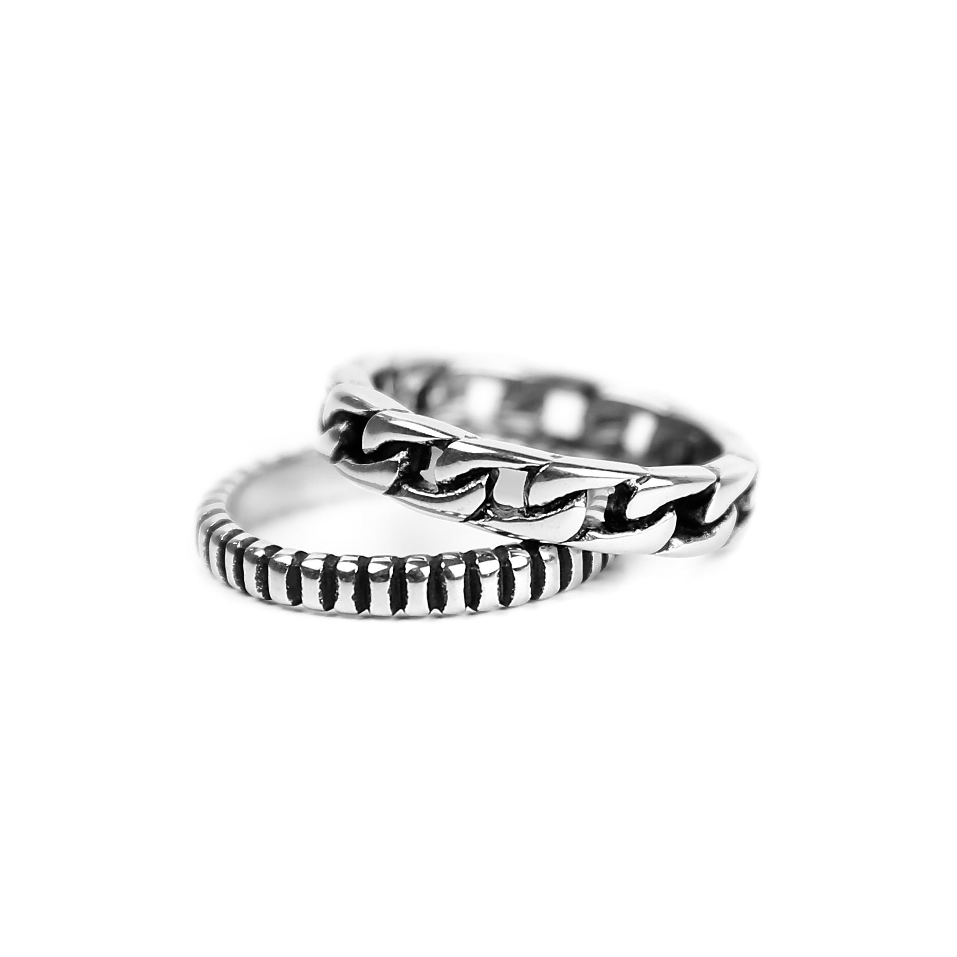 Stacked Bands in Silver - Men's Rings - Men's Bands - Stainless Steel ...