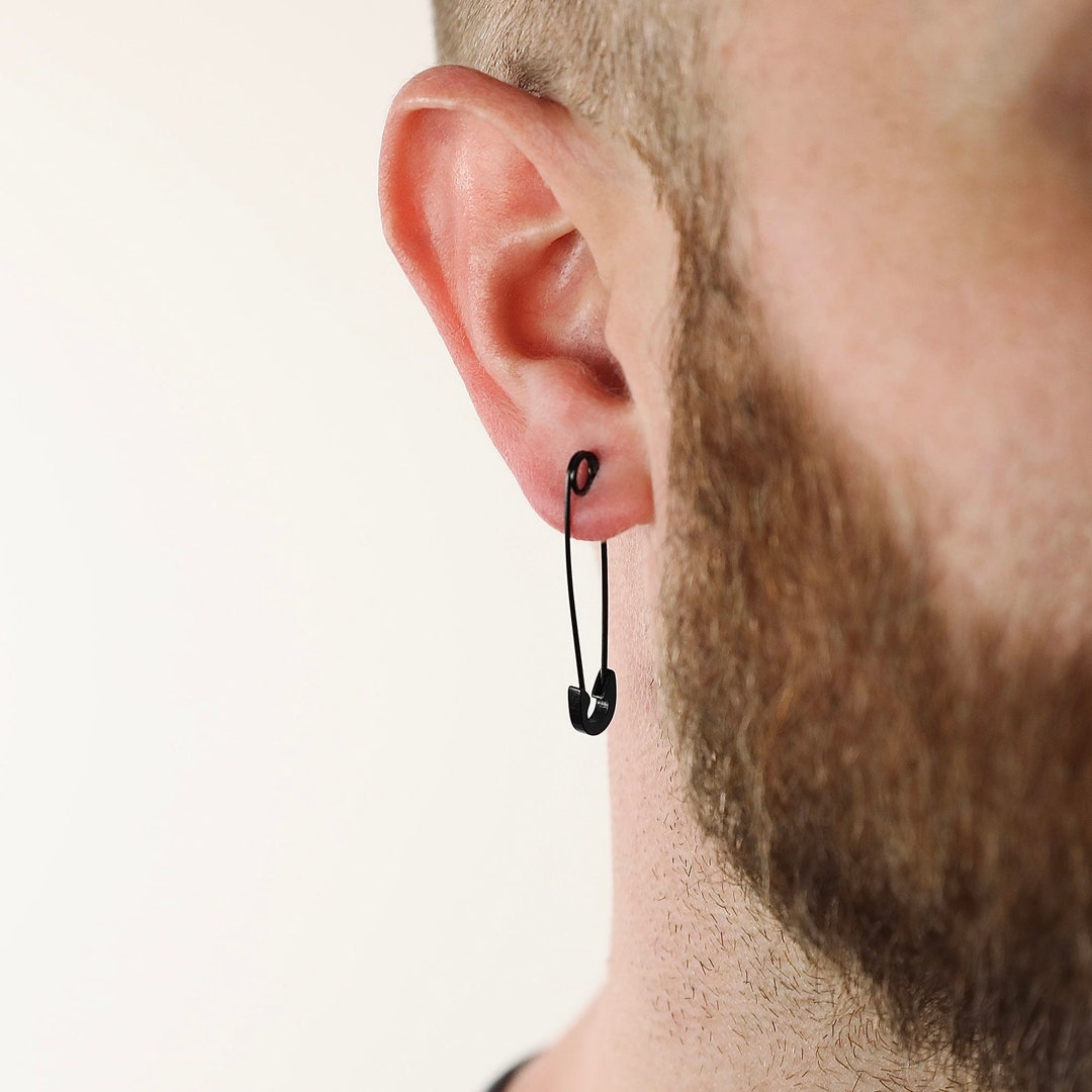 Men's Earring - Safety Pin Earring - Stainless Steel Earrings for Men ...