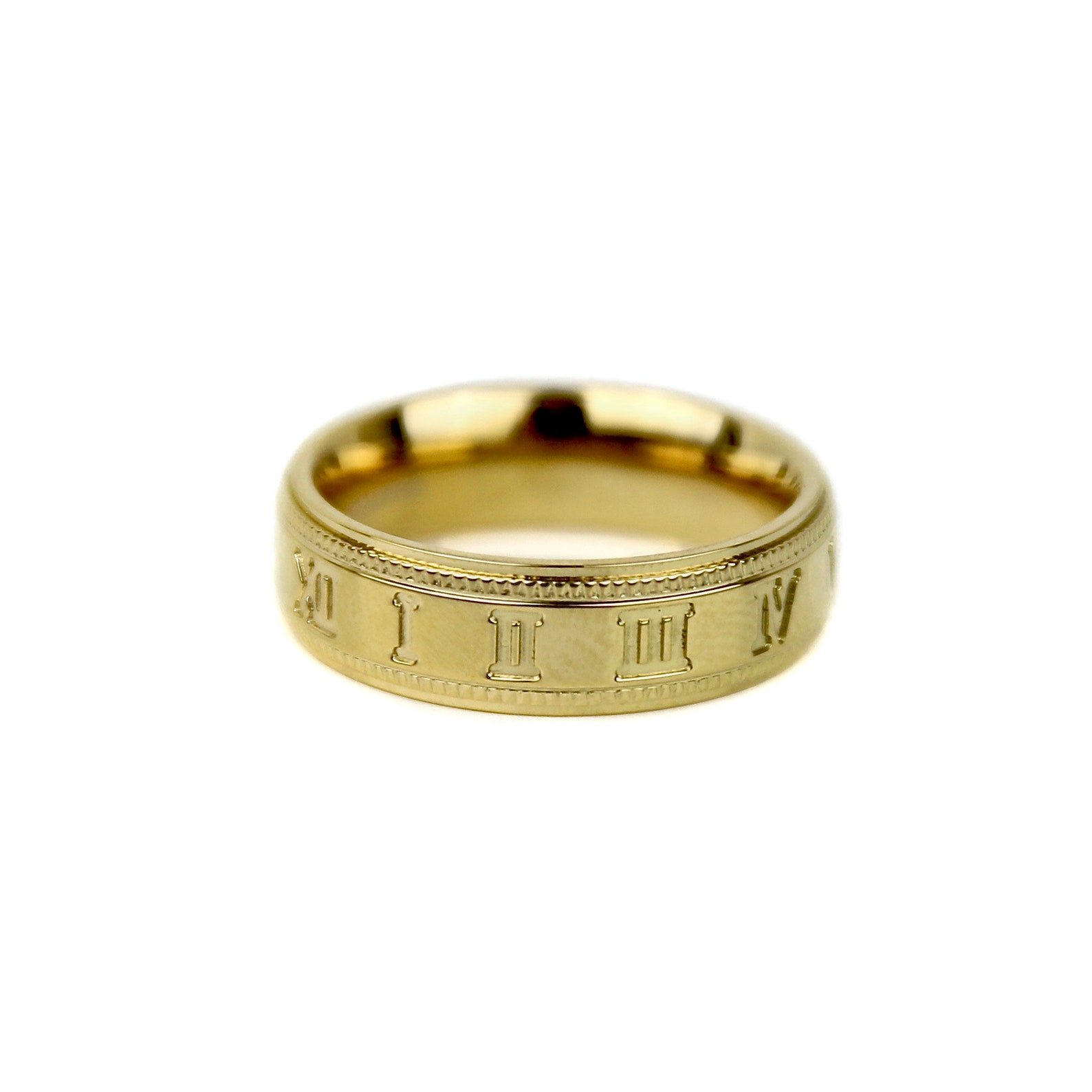 Roman Numeral Ring in Gold - Men's Ring - Men's Band - Stainless Steel ...