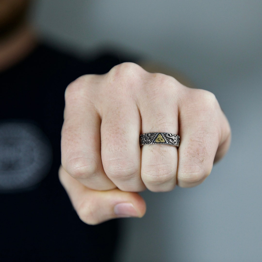 Evil Eye Band in Silver X Gold - Men's Ring - Men's Band - Stainless ...