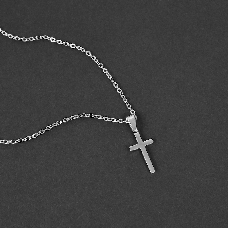 Small Modern Cross Necklace Men's Necklace Small Cross | Etsy