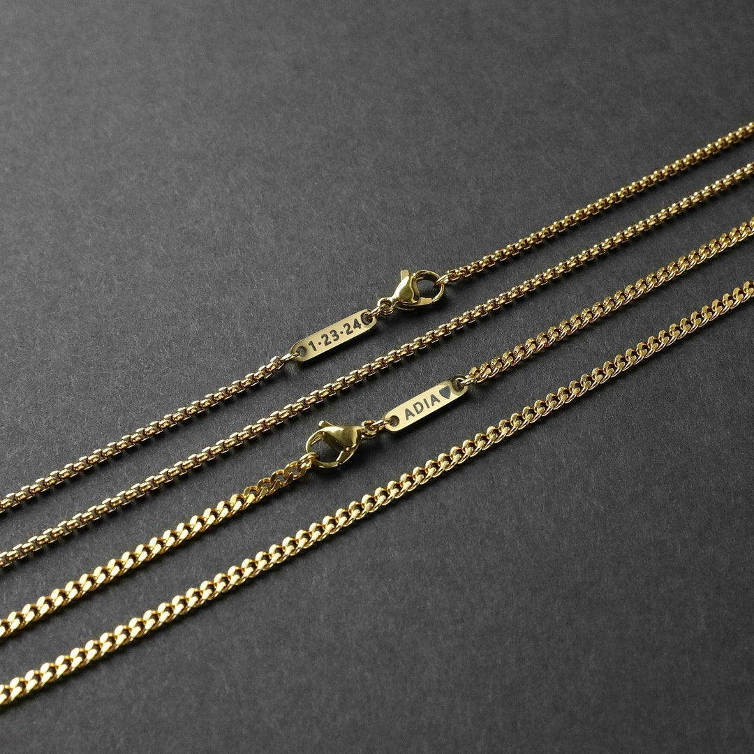 Engraved Gold Chain - Men's Steel Chain Necklace - Stainless Steel ...
