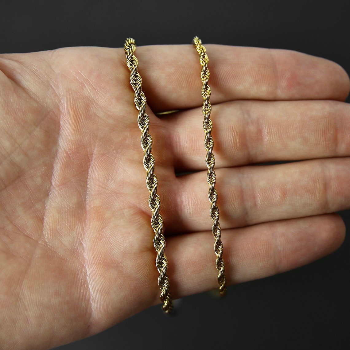 Men's Gold Chain Necklace Gold Rope Chain 2.8mm Thick - Etsy