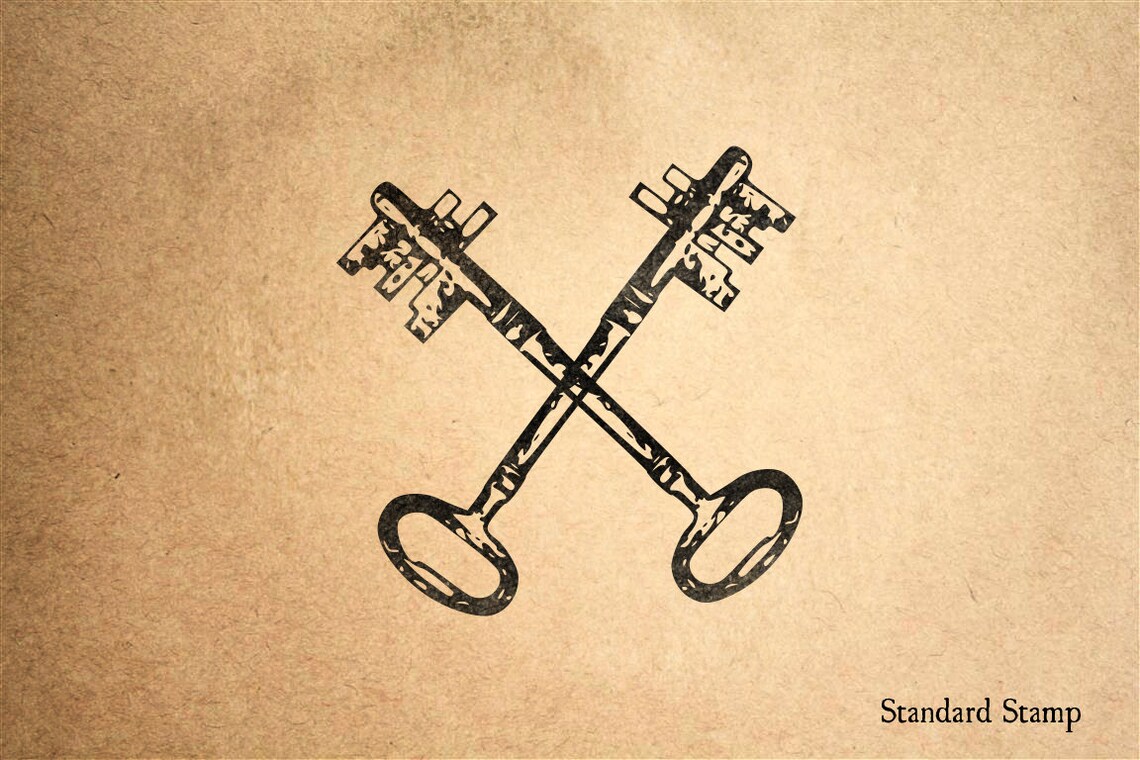 Crossed Skeleton Keys Rubber Stamp 2 x 2 inches | Etsy