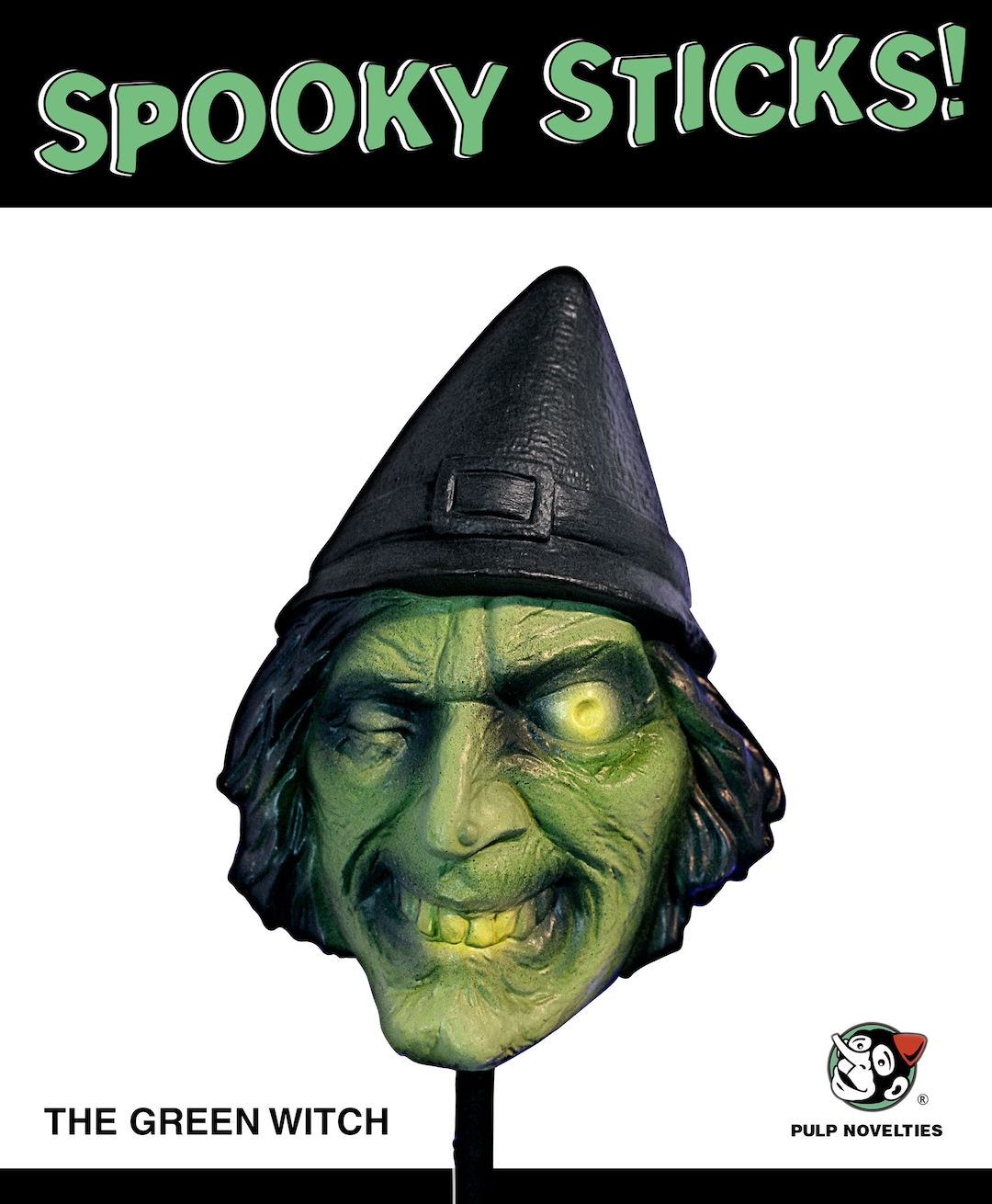 Green Witch Spooky Stick - Vintage Style Halloween Ornament - Pulp ...