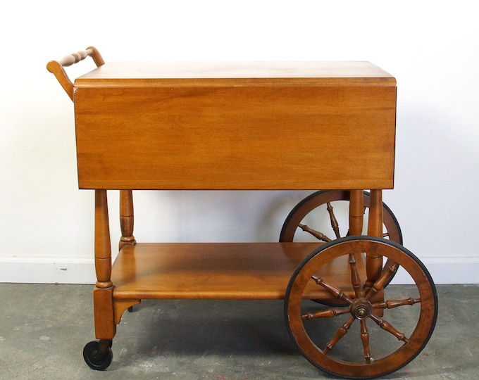 Maple Tea Cart / Vintage 1960s Bar Cart With Folding Leaves & Wagon ...
