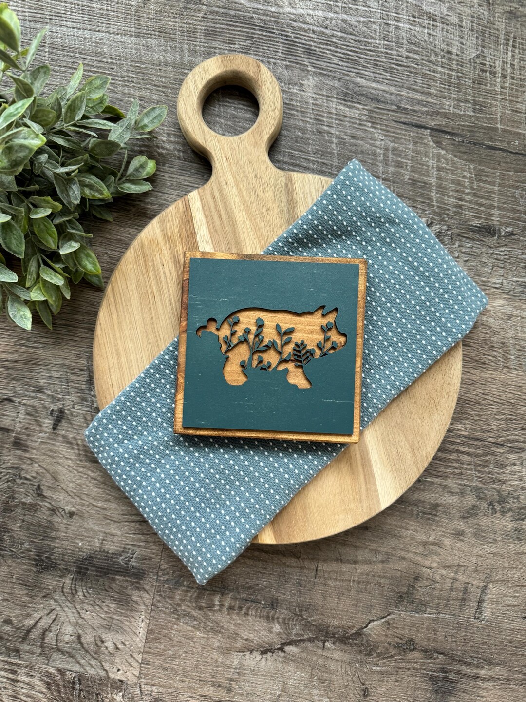 Pig Wood Sign, Farm Animal Tiered Trey Sign, Farmhouse Wood Sign ...