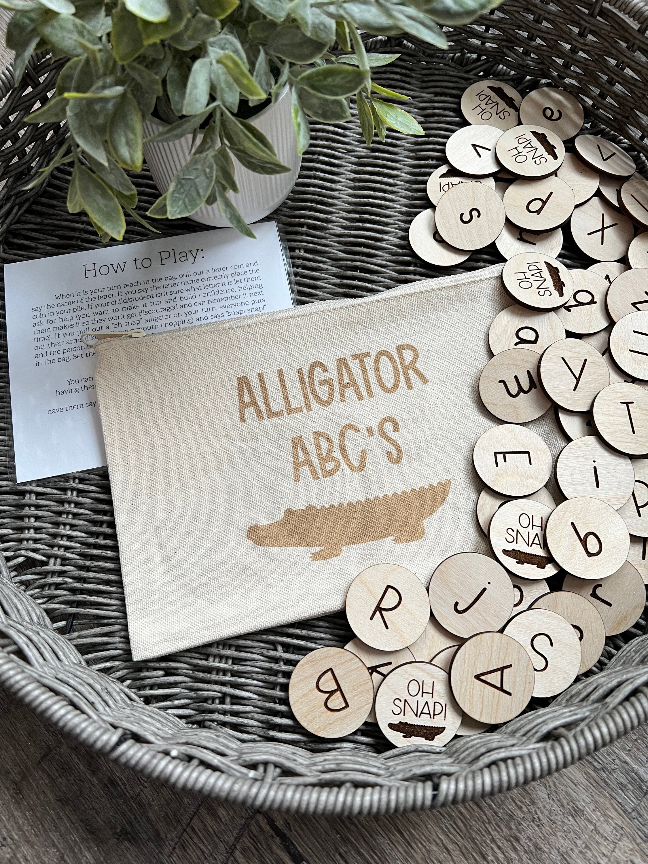 ABC Game for Preschool, Alphabet Learning Game, Wood Alphabet Coins ...