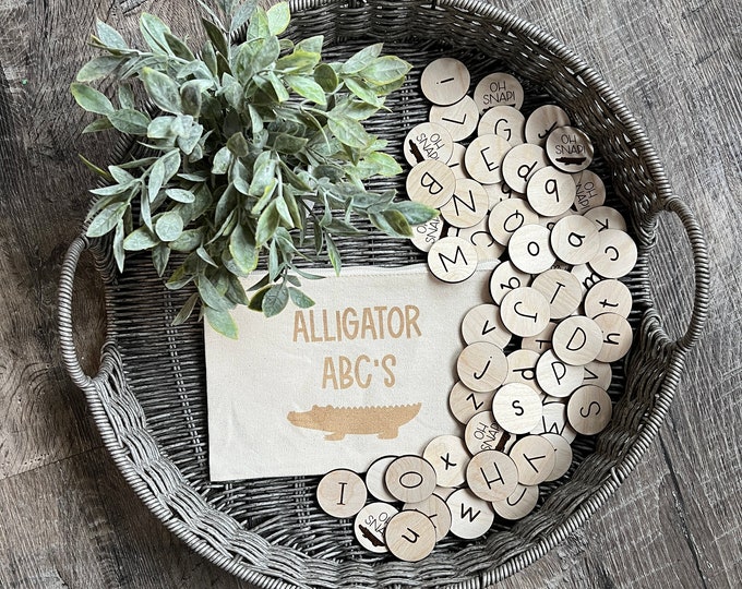 ABC Game for Preschool, Alphabet Learning Game, Wood Alphabet Coins ...