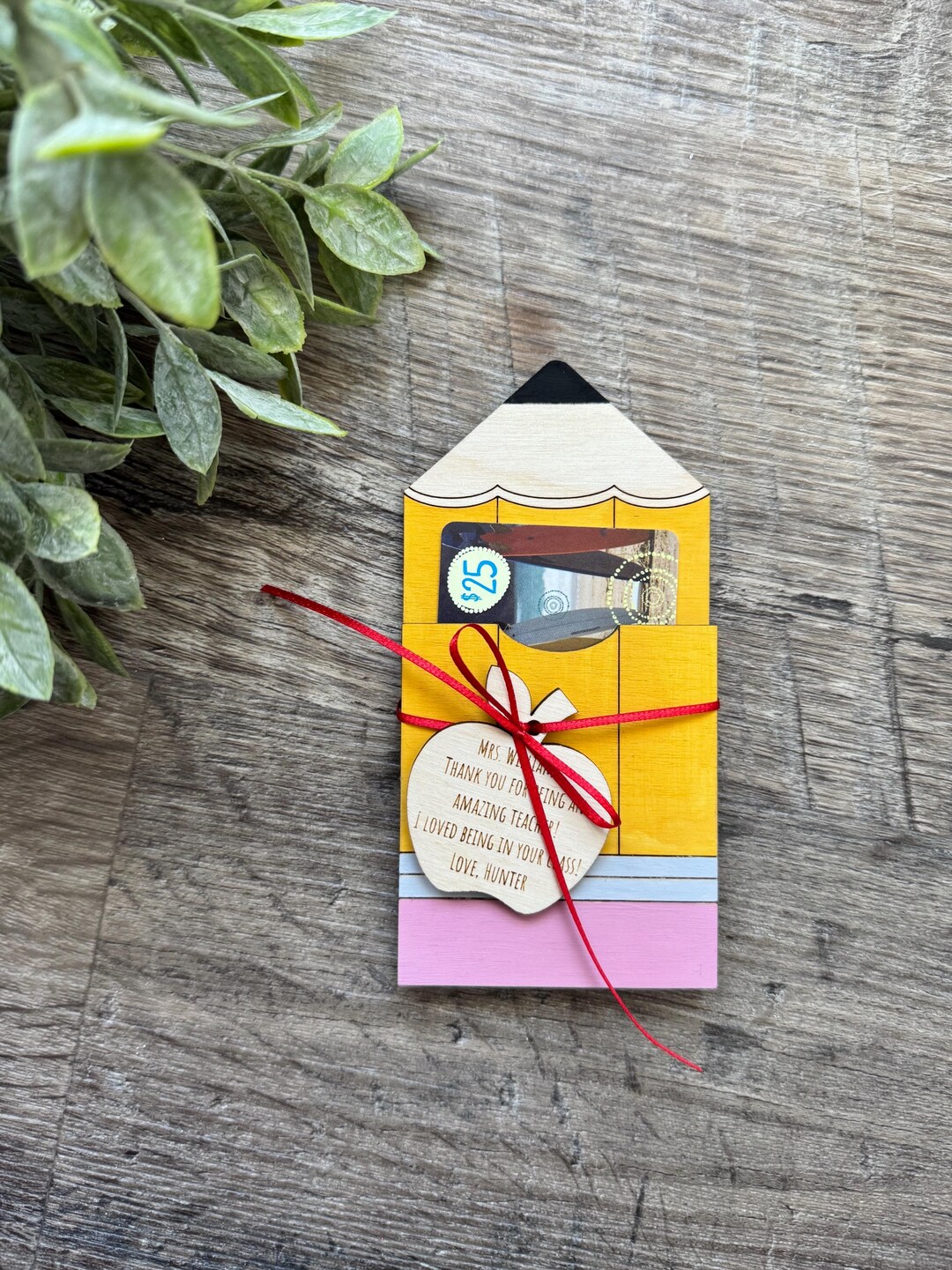 Personalized Thank You, Pencil Gift Card Holder, Teacher Appreciation ...