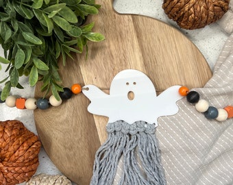 Hey Boo Garland With Yarn Ghost Halloween Garland - Etsy