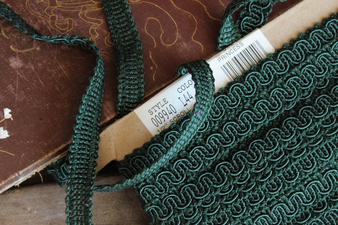 Vintage 1990s Green Gimp Trim, Conso 1/2" Wide Scroll, 2 Yards, Sewing ...