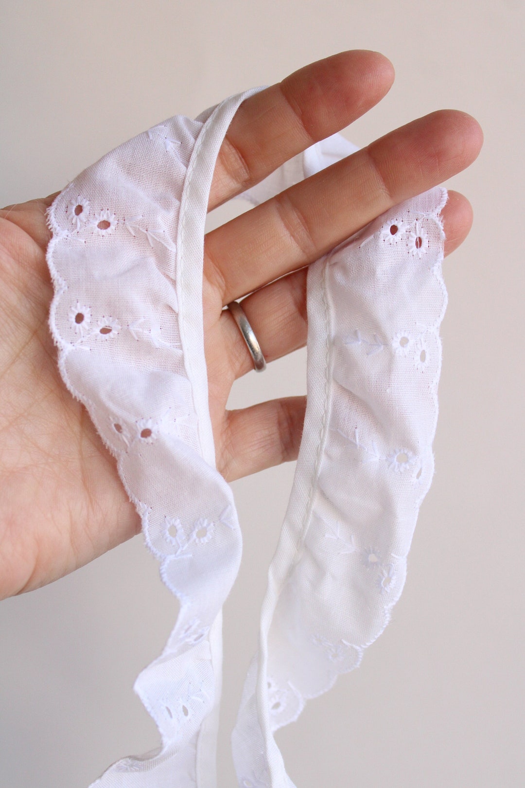 Vintage White Trim, Eyelet Ruffled Lace, 2 Yards 1.5" Wide, for ...