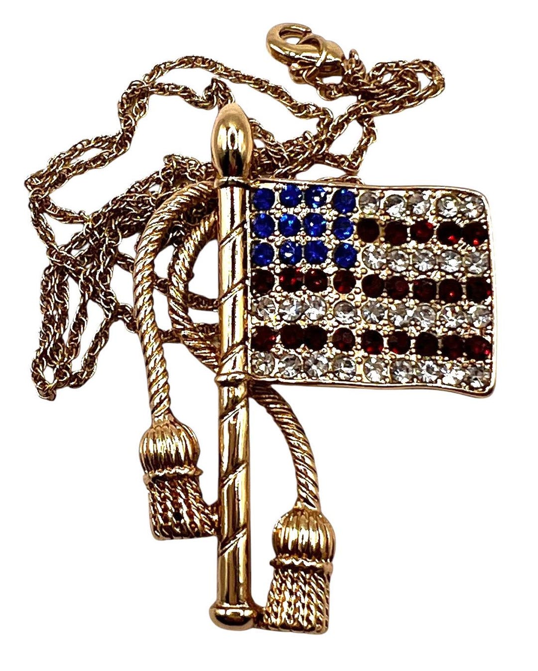 Vintage Signed JC Joseph Cleary Patriotic Rhinestone American Flag ...
