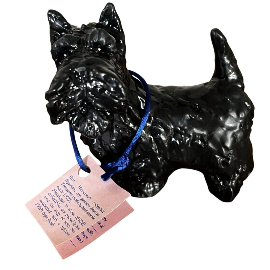 Vintage Signed Ron Hevener Carved Black Scottish Terrier Scottie Dog ...