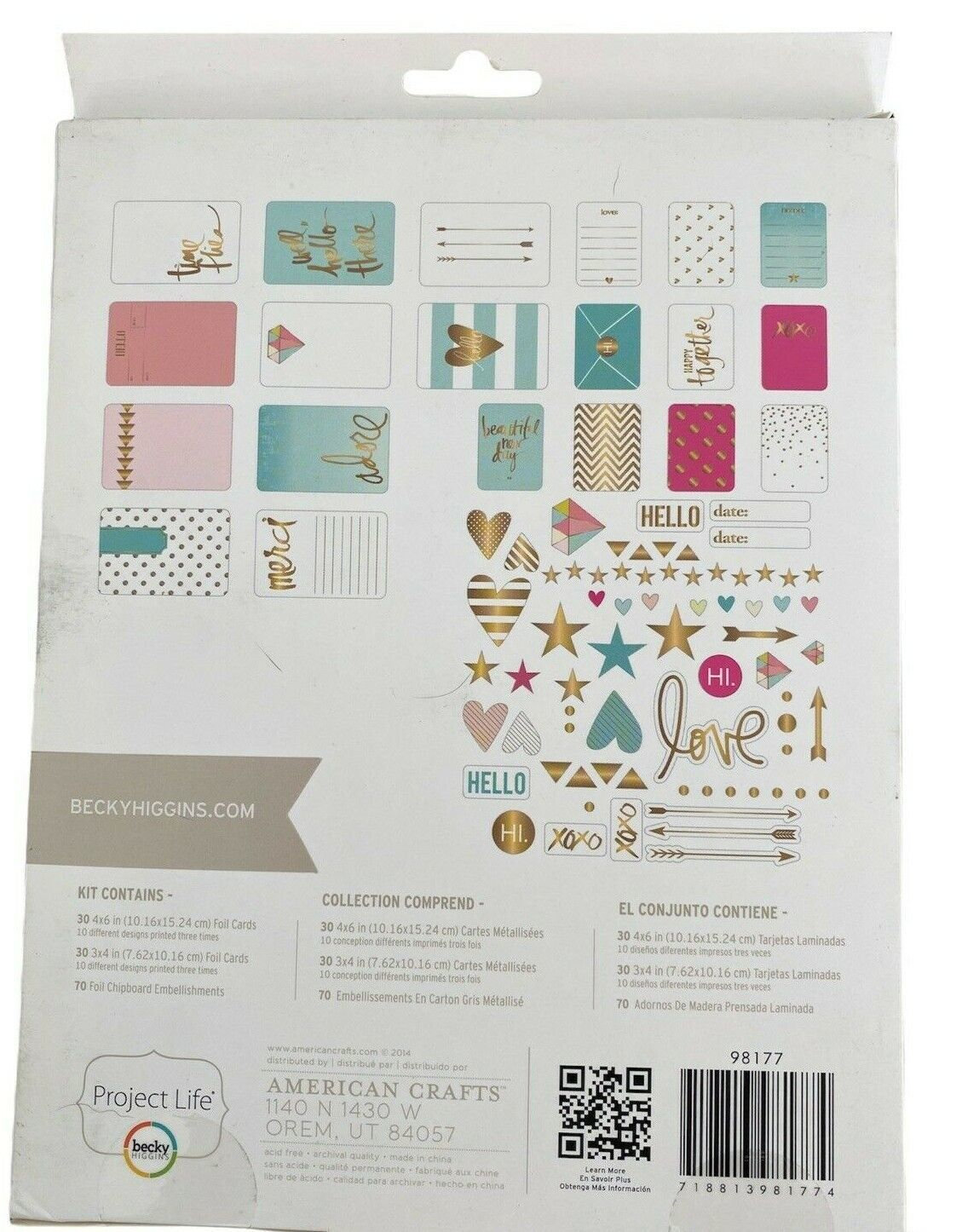 Becky Higgins Project Life Gold Foil Scrapbooking Journaling Cards New ...