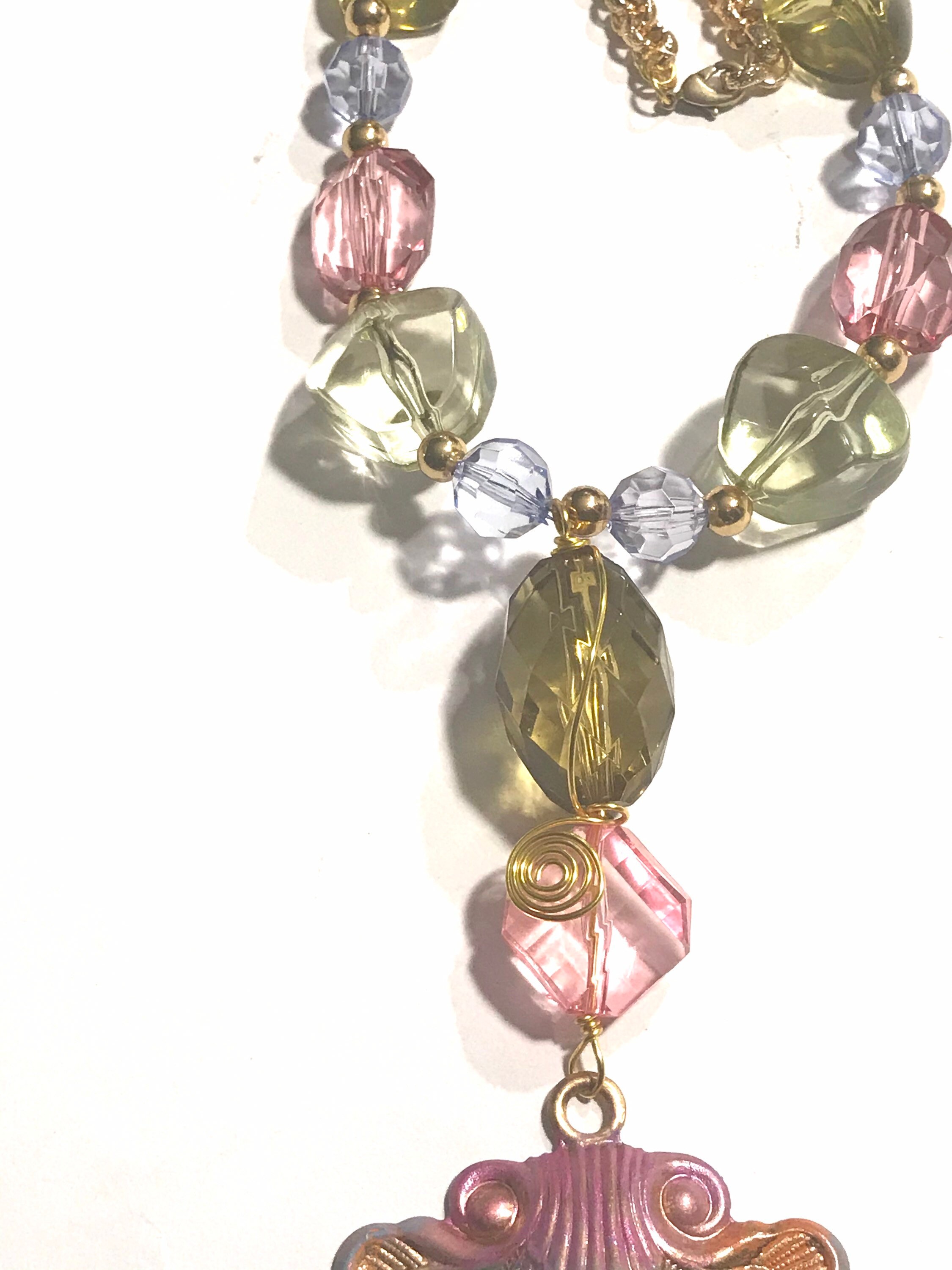 Chunky Pastel Seashell Statement Necklace Green Pink and Blue - Etsy