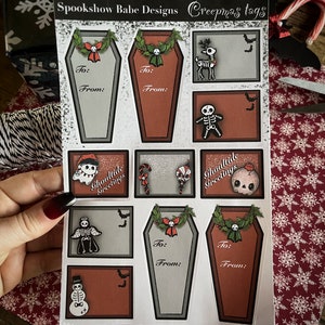 Christmas Gift Tag Stickers/gothic Gift Tags/creepy Cute Gift Tag ...