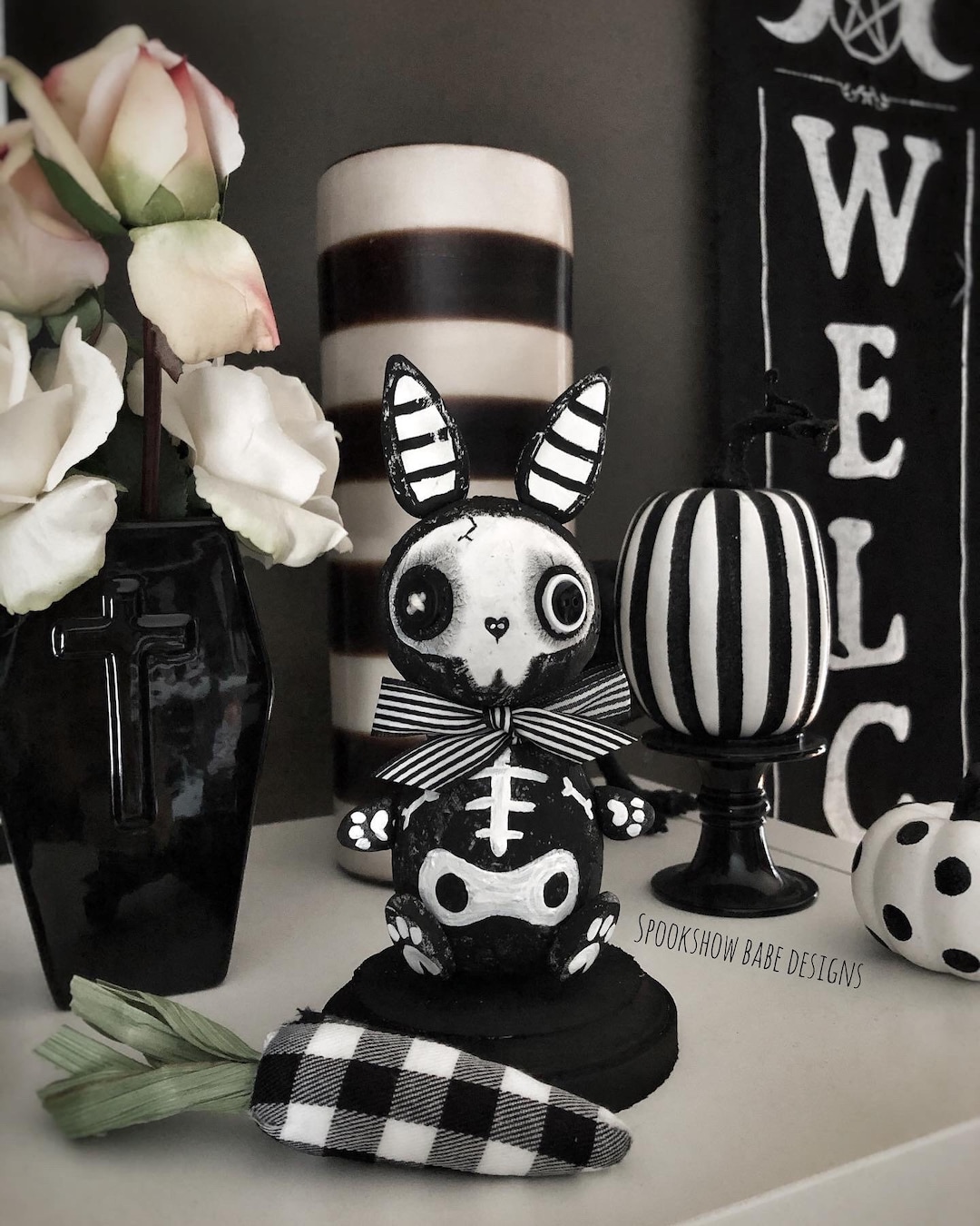 Gothic Bunny Doll/gothic Easter/handmade Decor/spooky Cute Doll/creepy ...