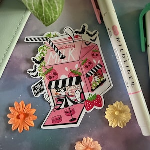 Boo Berry Sticker/strawberry Milk Sticker/creepy Cute Sticker/ghost ...