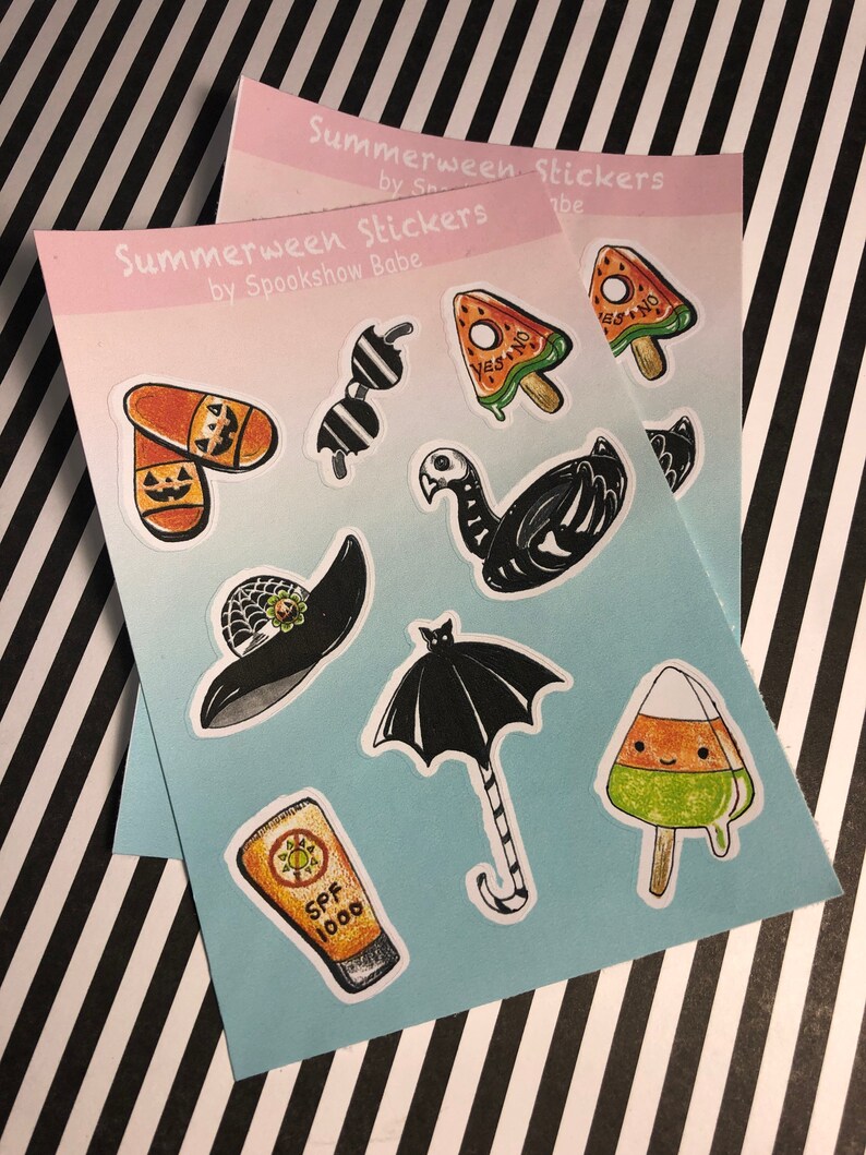 Summerween Paper Sticker Sheet/planner Stickers/gothic | Etsy