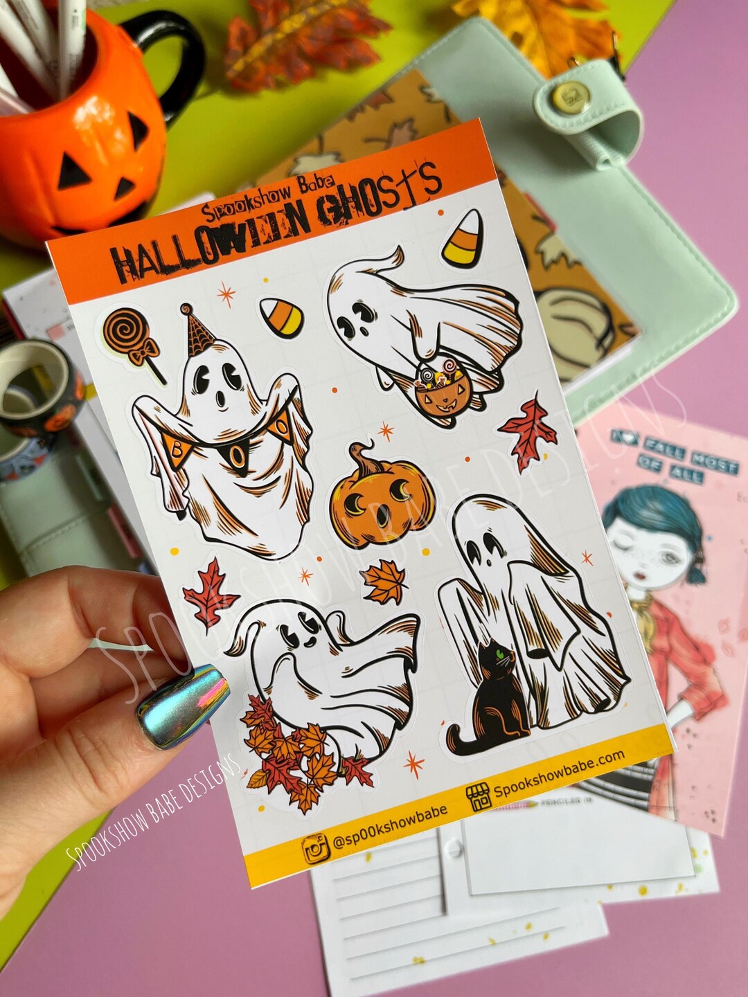 Halloween Sticker Sheet/ghost Sticker Sheet/creepy Cute Sticker/autumn ...
